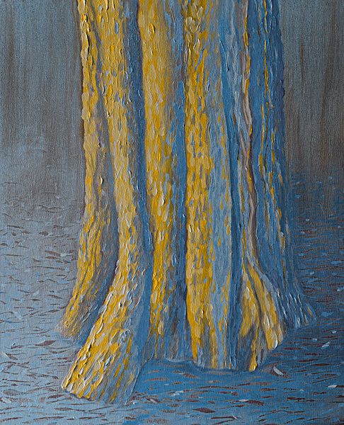 October Sun on Cypress Oil Landscape Painting – Harold Roth, Artist